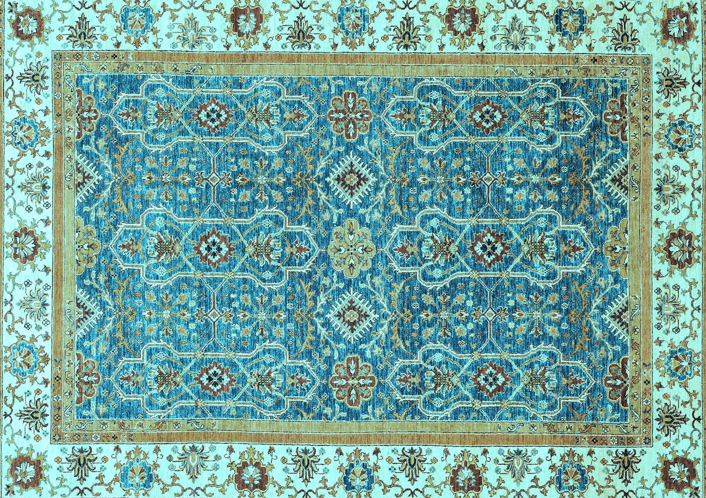 Ahgly Company Indoor Rectangle Abstract Light Blue Modern Area Rugs, 2 ...