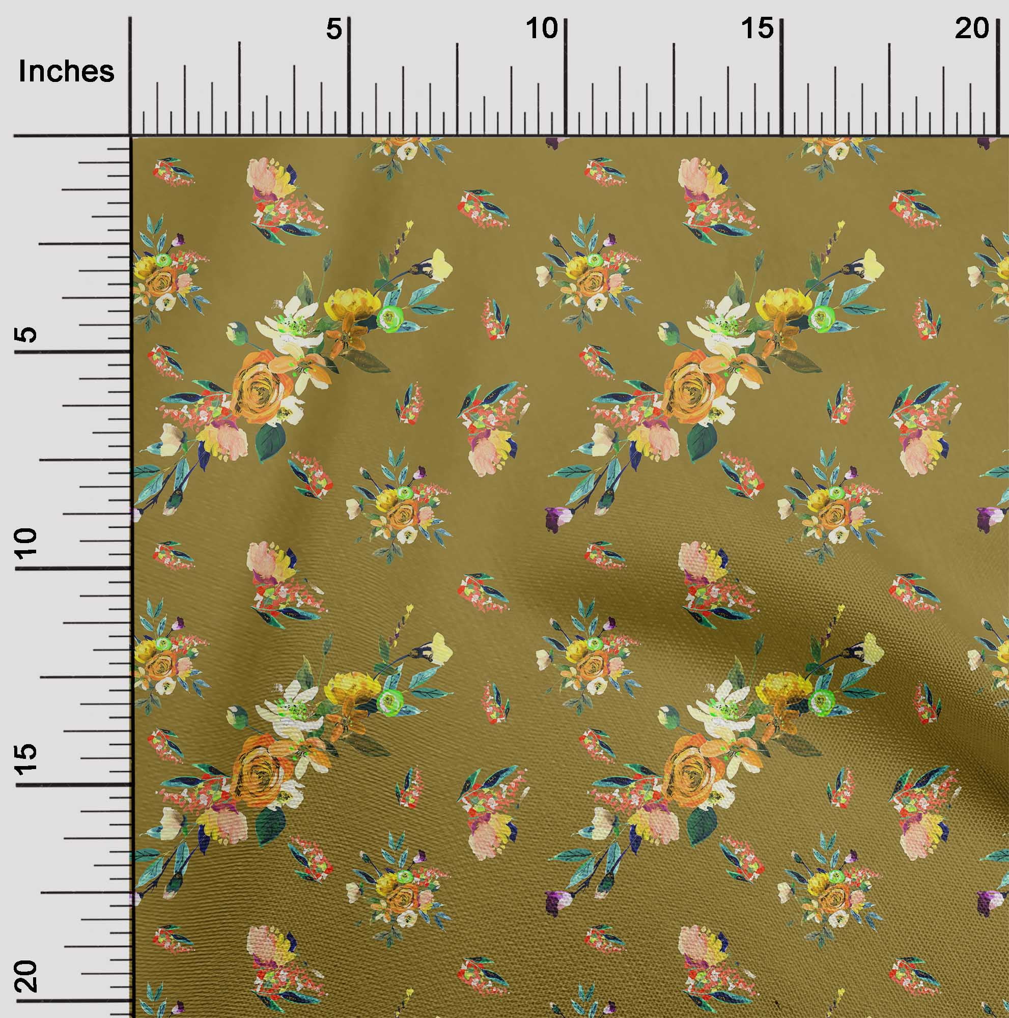 oneOone Viscose Chiffon Dark Mustard Fabric Florals Diy Clothing ...