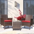 3 Pieces Patio Furniture Sets Outdoor PE Rattan Wicker Chairs with Soft ...