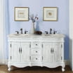 58-inch Double Sink Bathroom Vanity in Crema Marfil Natural Marble Top ...