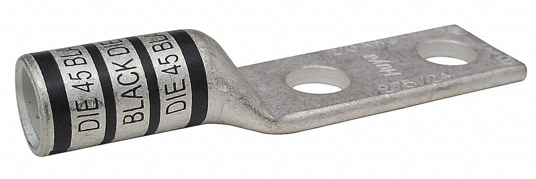 2/0 Two-Hole Lug Compression Connector, Straight Barrel, Black ...