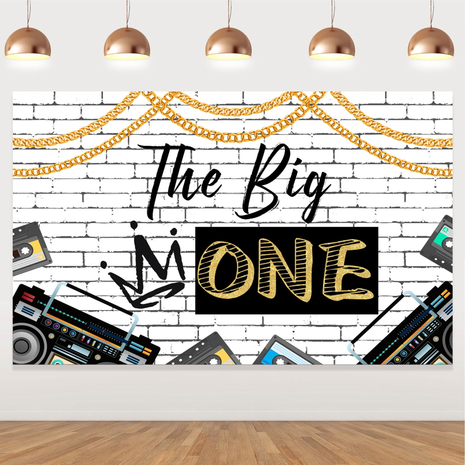 The Big One Party Decorations Girl Boy 1st Birthday Backdrop, Black ...