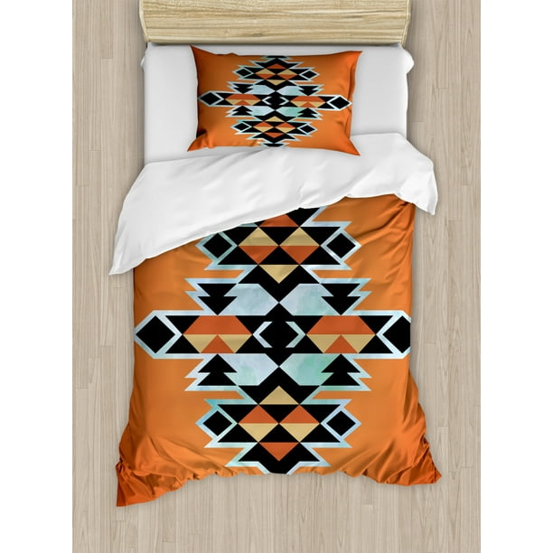 Tribal Duvet Cover Set Twin Size, Tribal Aztec Pattern Ethnic Abstract ...