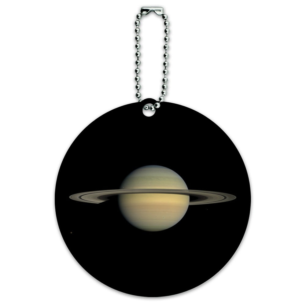 Planet Saturn with Rings Solar System Round Luggage ID Tag Card ...