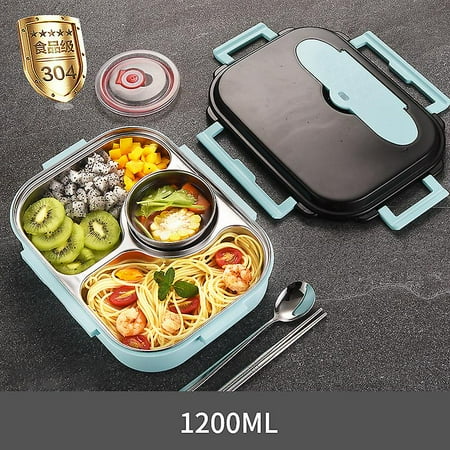 316 Stainless Steel Lunch Box With Spoon Bag Portable Grids Bento Boxes ...