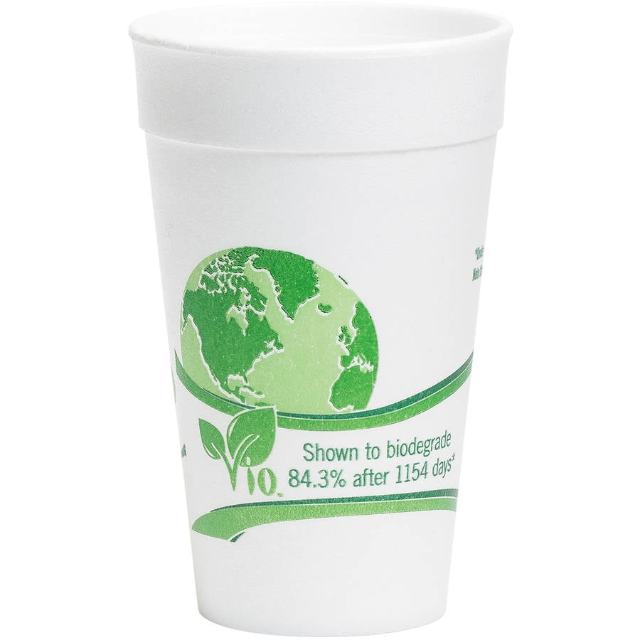 WinCup Vio Biodegradable 24 oz. White/Green Foam Cups, 300 count ...
