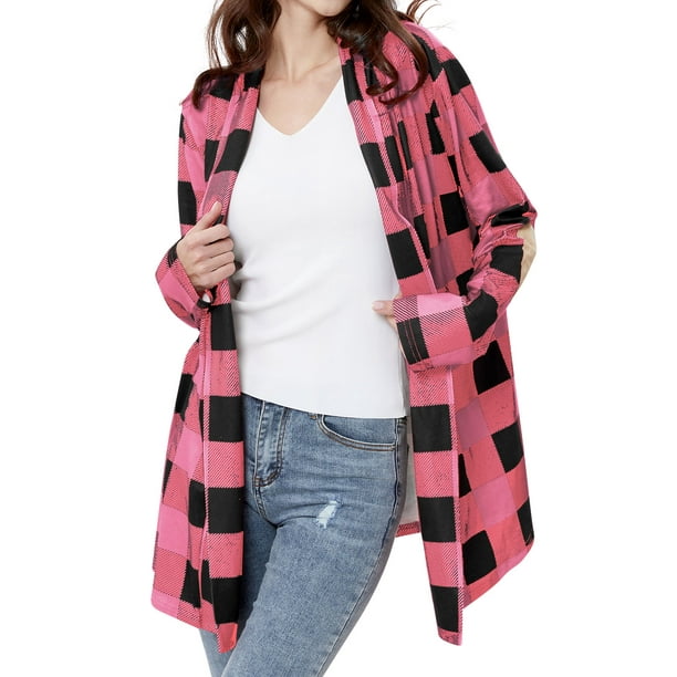 Women Colorblock Plaid Elbow Patch Long Sleeves Cardigan - Walmart.com