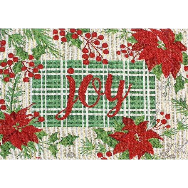 Holiday Joy Christmas Tapestry Placemats, Set of Six (6) Colorful ...