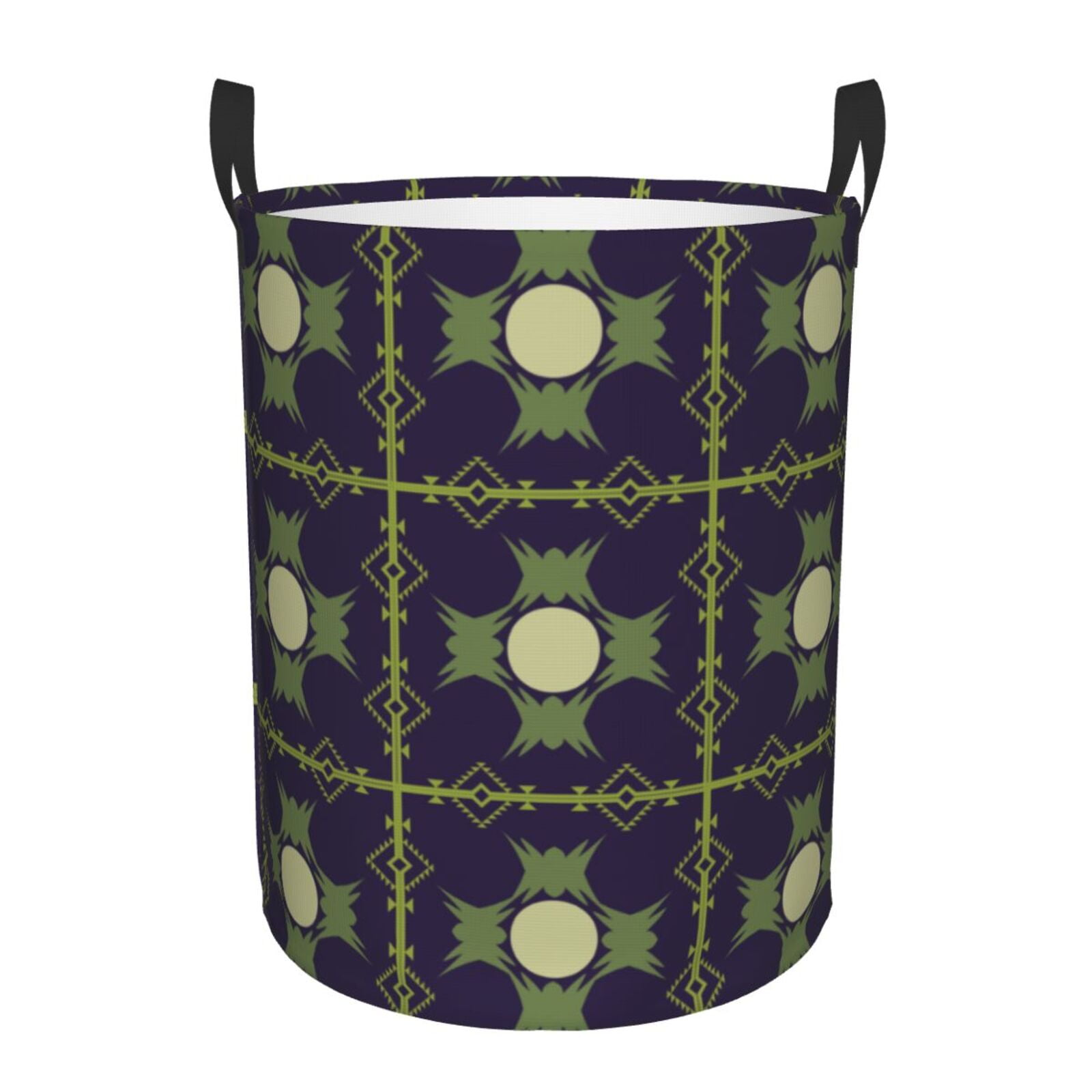 XMXT Collapsible Laundry Basket, Green Circle Print Waterproof Laundry ...