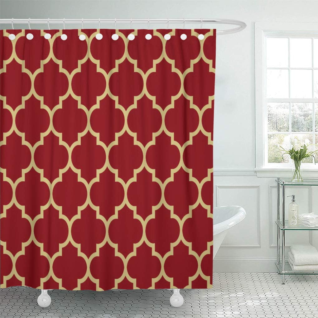 Cynlon Geometric Reversible Burgundy Gold Tan Quatrefoil Elegant
