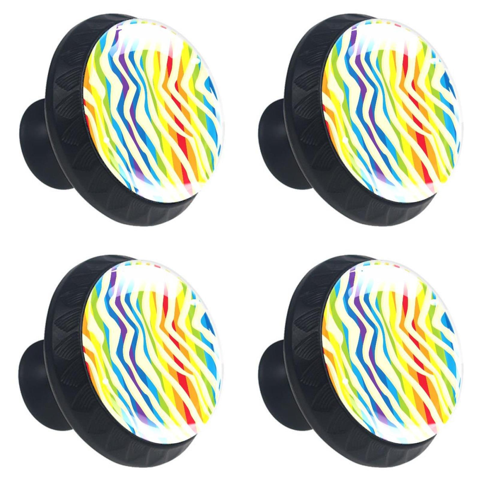 4 Pcs Rainbow Stripes Knobs for Kitchen Cabinet Cupboard Dresser Bookcase Drawer Pulls Handles ...