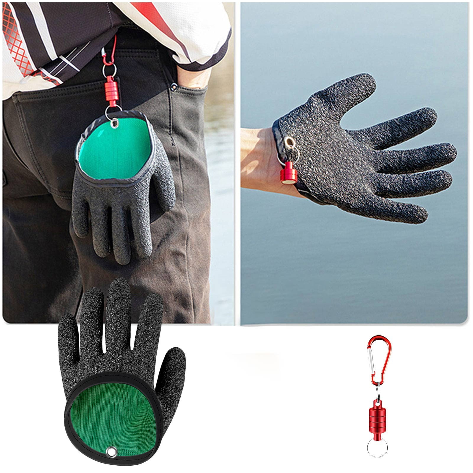 Fishing Glove for Men with Magnet Release, Puncture Resistant Fish ...