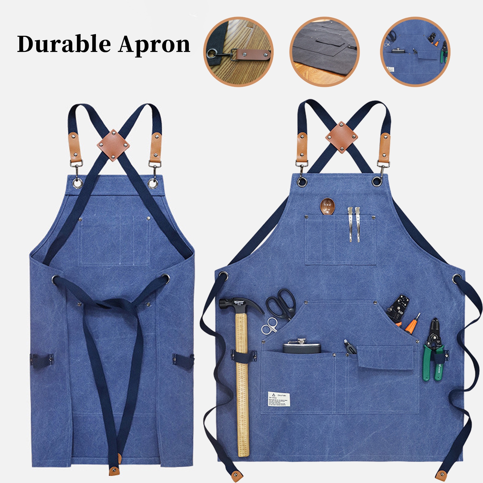 Washranp Work Aprons,Canvas Waterproof Grill Apron with Multi-Pocket ...