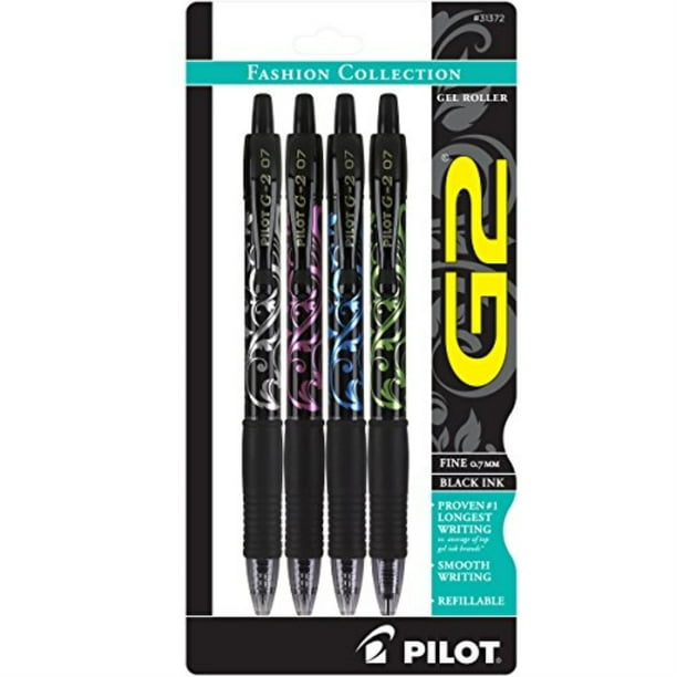 pilot g2 fashion collection gel roller pens, fine point, black ink ...