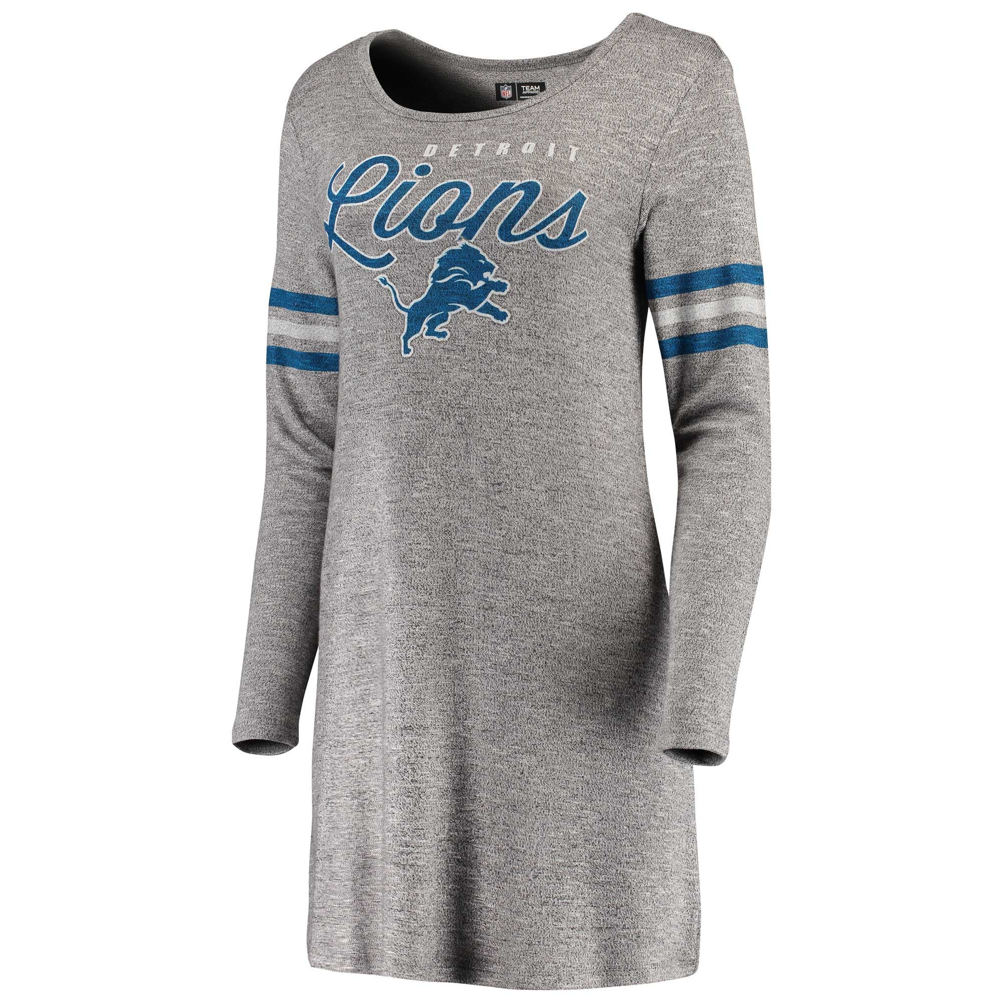 Detroit Lions Womens Concepts Sport Layover Tri Blend Nightshirt Gray