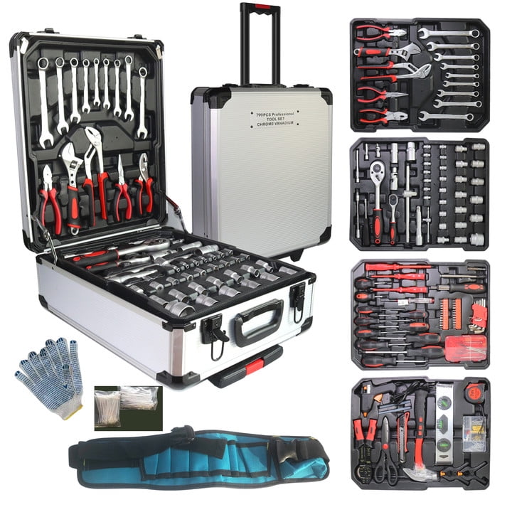 799pcs Tool Set, Aluminum Trolley Case Tool Set, House Repair Kit Set ...