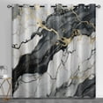 Black Gold Marble Blackout Curtains, Modern Stone Texture Window Drapes ...