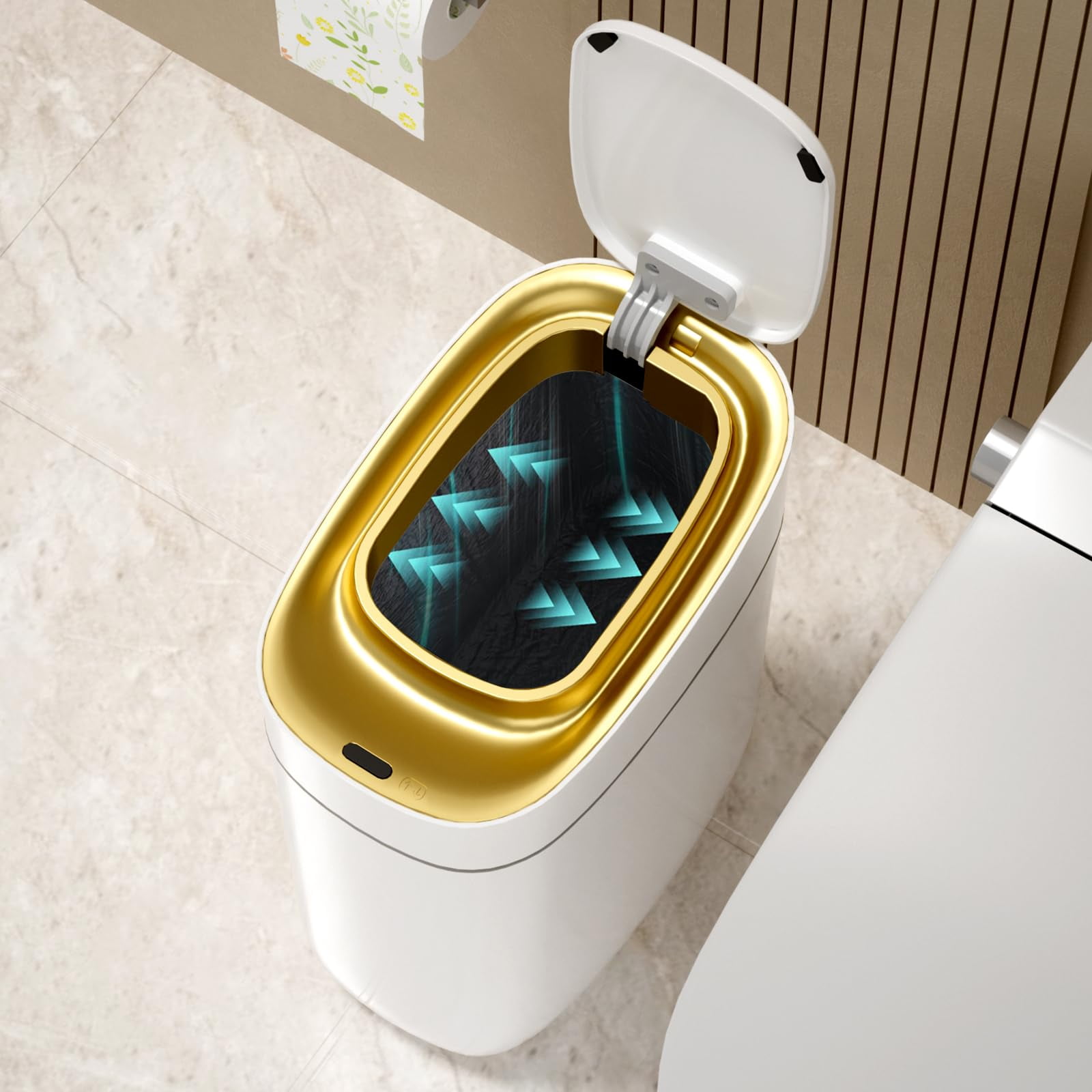 Bote de basura ELPHECO Slim con tapa, sensor automático de 9,5 L ...