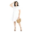 Poseshe Womens Plus Size Summer Dress Short Sleeve Round Neck Short