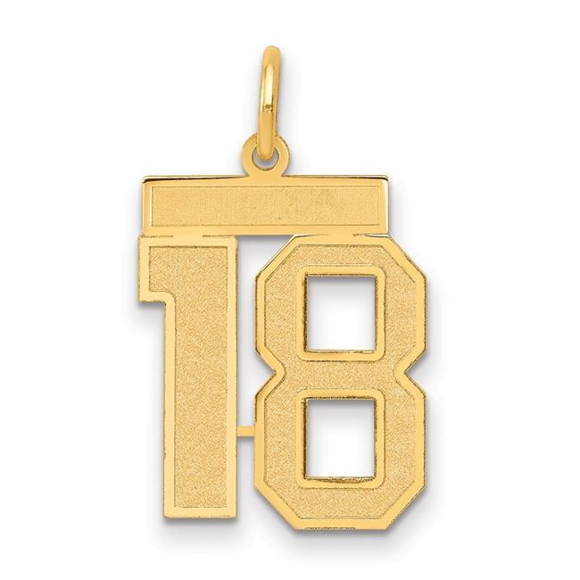 Quality Gold LSM18 14K Gold Satin Number 18 Jewelry Pendant & Charm ...