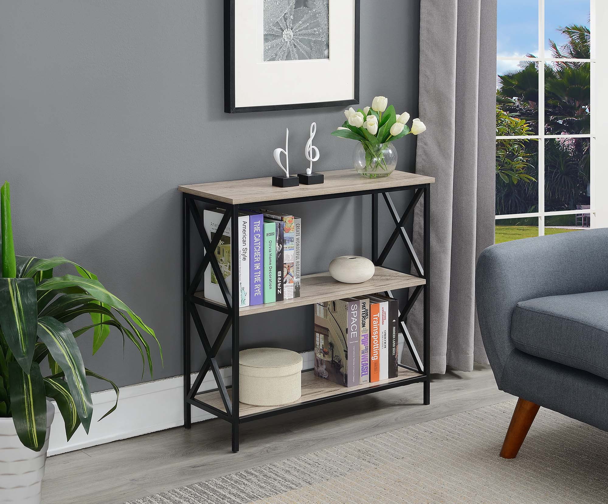 Convenience Concepts Tucson 3 Tier Bookcase, Sandstone - Walmart.com