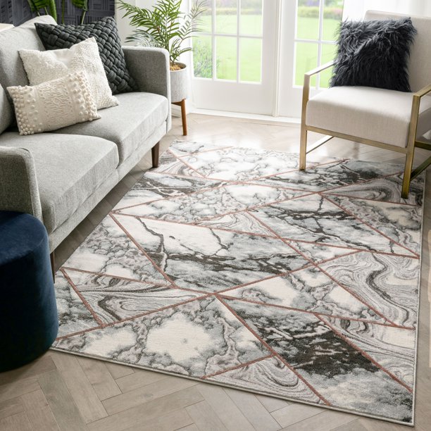 Well Woven Fairmont Arlo Modern Mosaic Grey Blush 7'10" x 9'10" Glam ...
