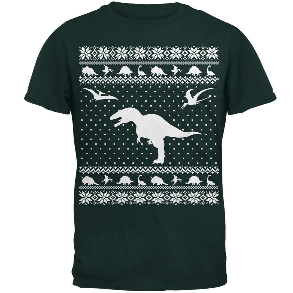 Old Glory - Dinosaurs Ugly XMAS Sweater Forest Adult T-Shirt - Large ...