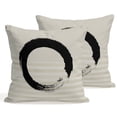 Black Circle Pillow Covers Set of 2, Japanese Style Circle Grey Strips ...