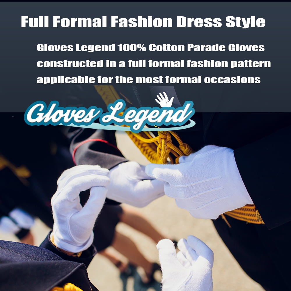 White Gloves Women 3 Pairs - Medium - 100% Cotton White Marching Band ...