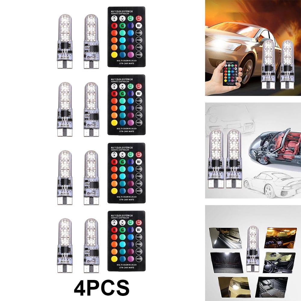 Indicador Ancho LED Btafrte Coche Silicona T10 RGB 5050 6SMD Brillo Colorido Control Remoto ...