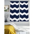 Navy Blue White Waves Ripple Chiffon Sheer Curtains 72 Inches Long ...
