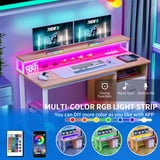 Dextrus 47 inch Computer Desk with Storage Drawers & LED Light, Office ...