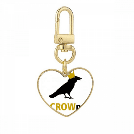 Crow Crown Animal Wing Art Deco Fashion Gold Heart Keychain Metal ...