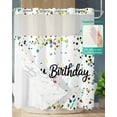 No Hook Shower Curtain Set with Snap in Liner, Happy Birthday Words ...