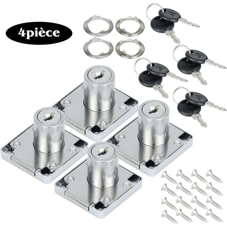 4 Pieces Desk Drawer Lock Cylinder Cabinet Lock with Keys Zinc Alloy ...