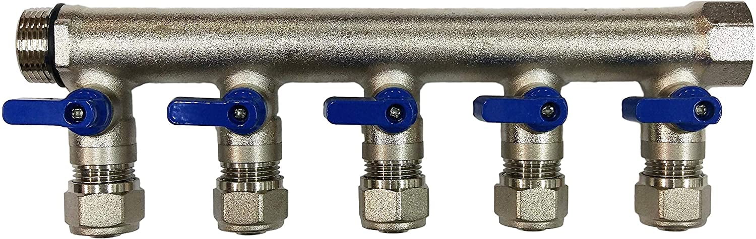 DMNI 5 Loop Port Ball Valve Brass - Pex Manifold - 3/4" NPT Thread ...