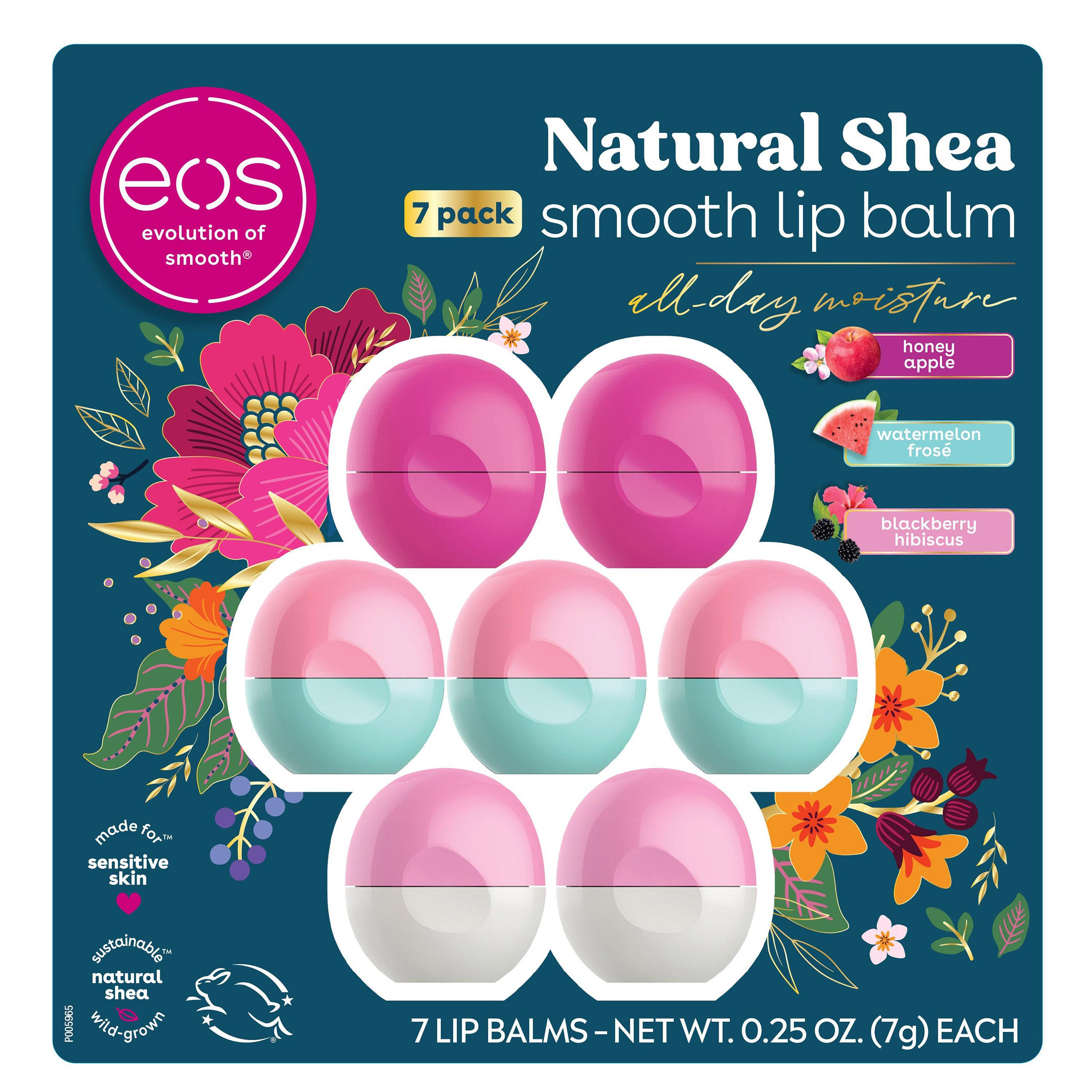 EOS Natural Shea Smooth Lip Balm Sphere, 7 Spheres All Day Moisture ...