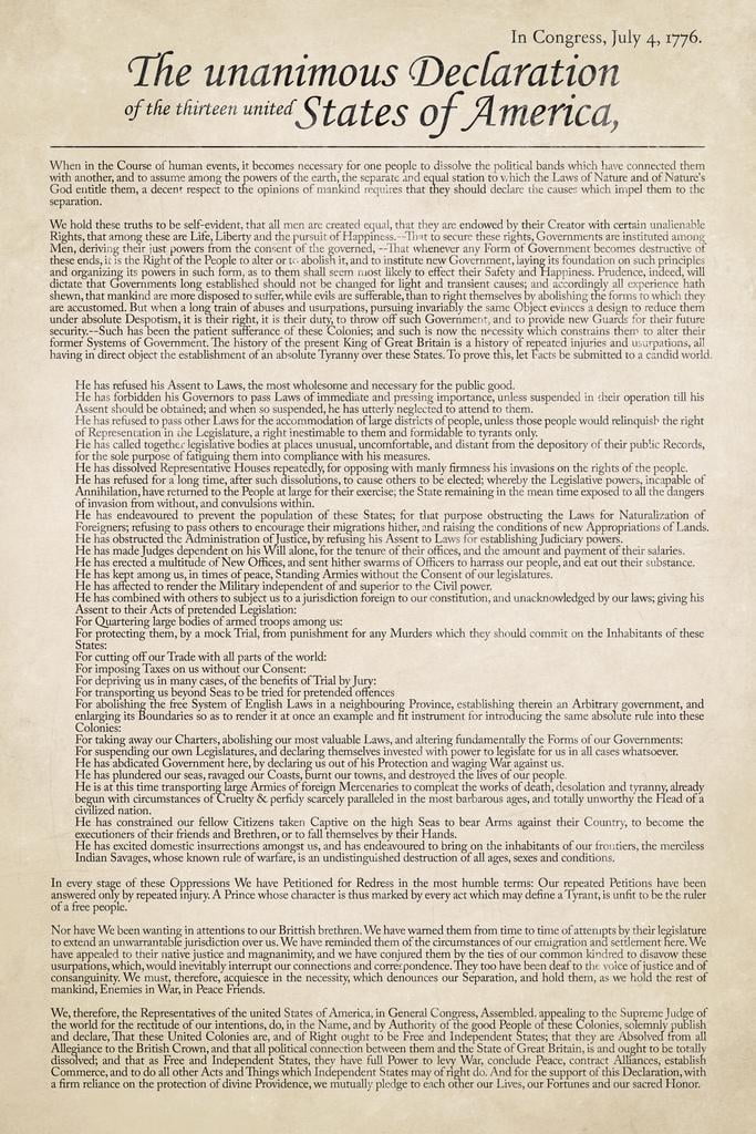 Declaration of Independence Remastered Readable Version United States ...