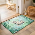 Cartoon Cute Wolf Stars Rectangle Rug 2'x3' Forest Green Leaf Flower ...