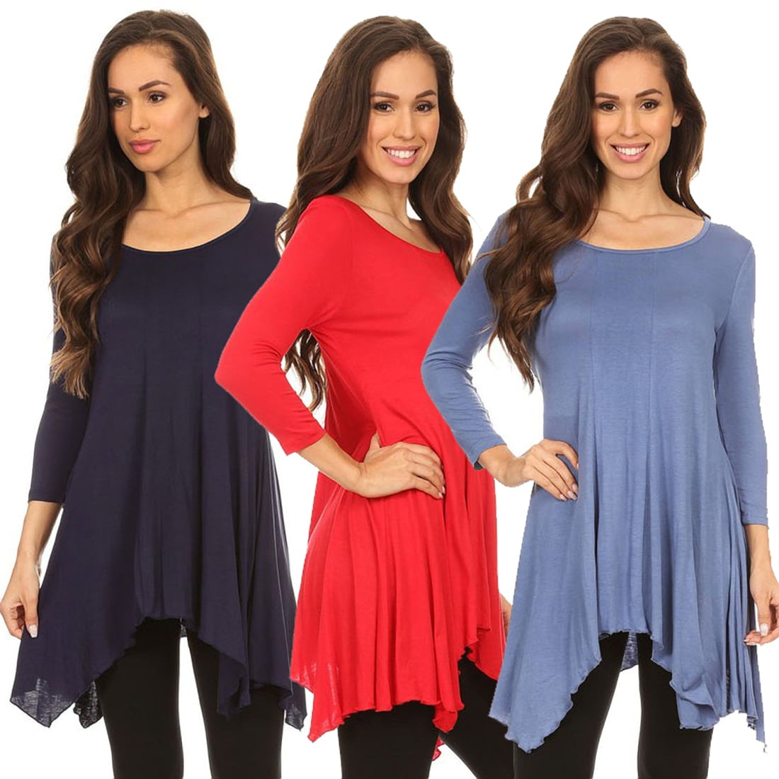 Asymmetrical Hemline Tunic Top, Easy to Match Styles - Walmart.com