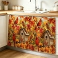 Cardinal Bird Cabinet Curtains 28"W x 51"L, Fall Red Bird Orange Maple ...