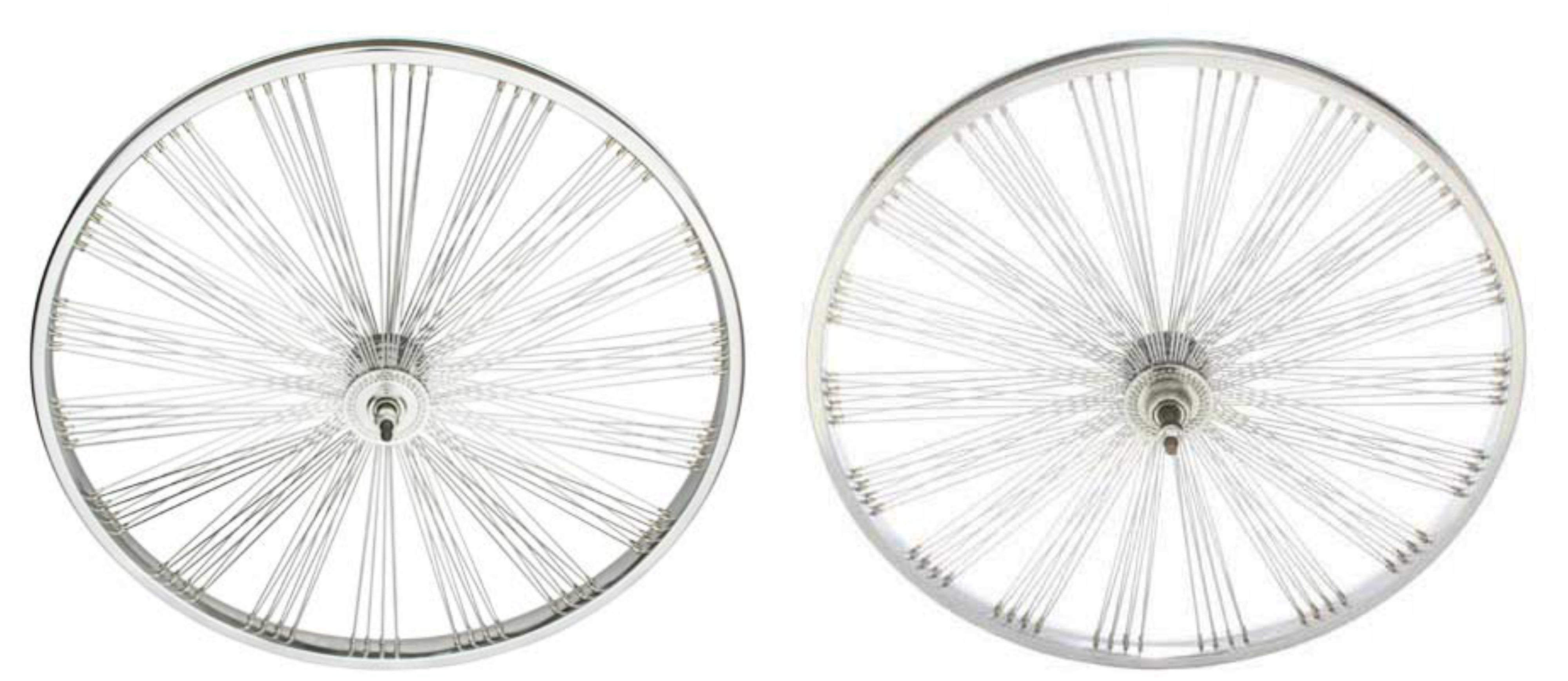 Chrome 26" FAN 144 Spoke Wheel Set. Front and Rear Free Wheel - Walmart.com