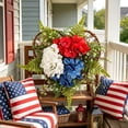 AZXY 4th of July Patriotic Heart Wreath, Red White Blue Hydrangea with ...