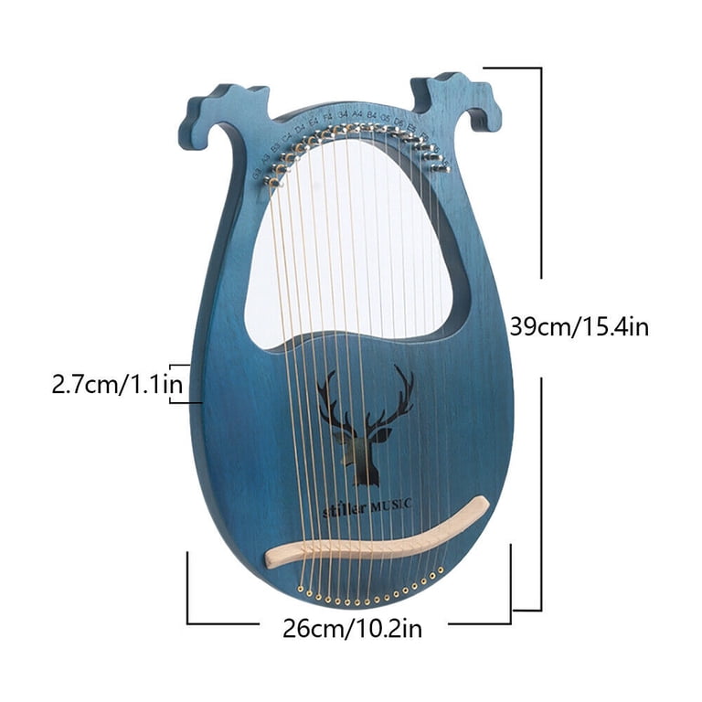 Mini Harp Rayzm 16-String Lyre Harp - Solid Mahogany Wood, Portable ...