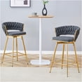 JERFIT Modern Swivel Bar Stool with Cotton Linen Seat and Golden Metal ...