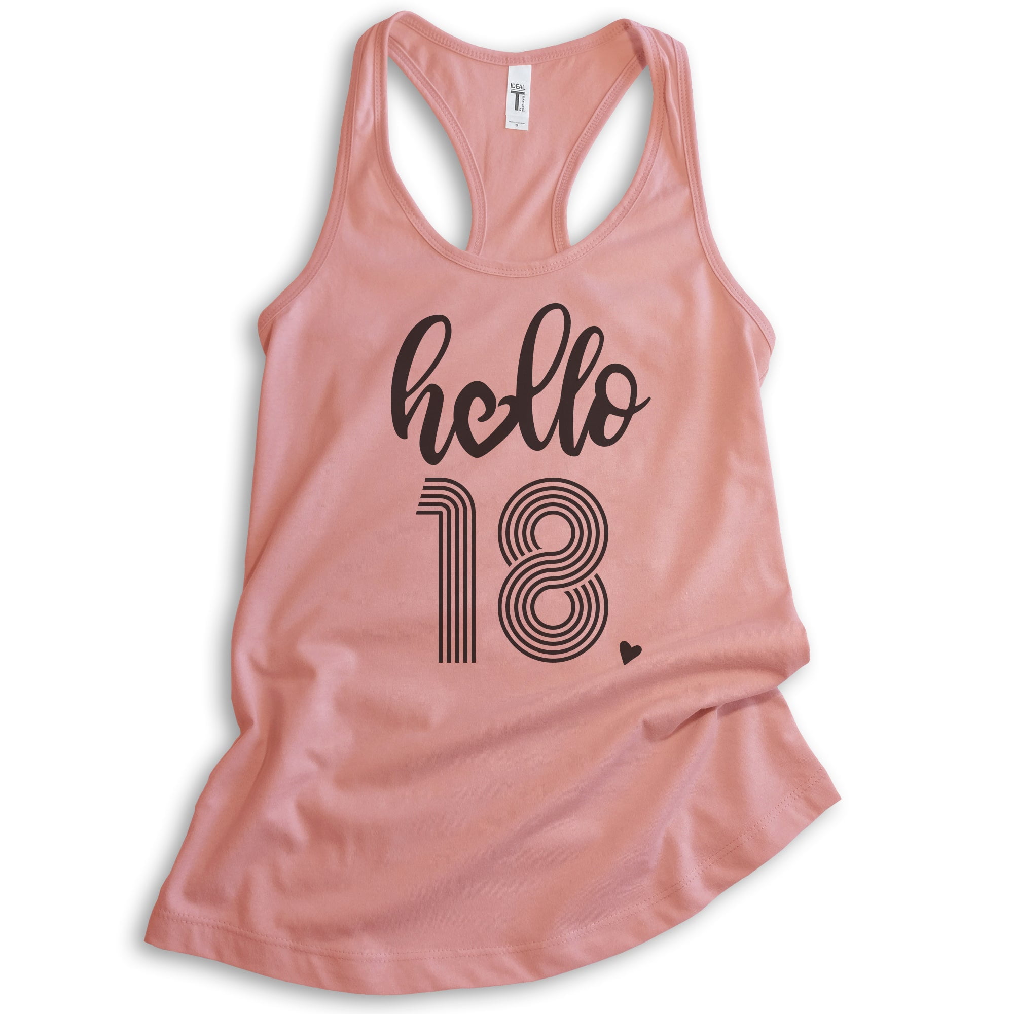 Hello 18 Tank Top, Ladies Racerback Tank Top, 18th Birthday Tank ...