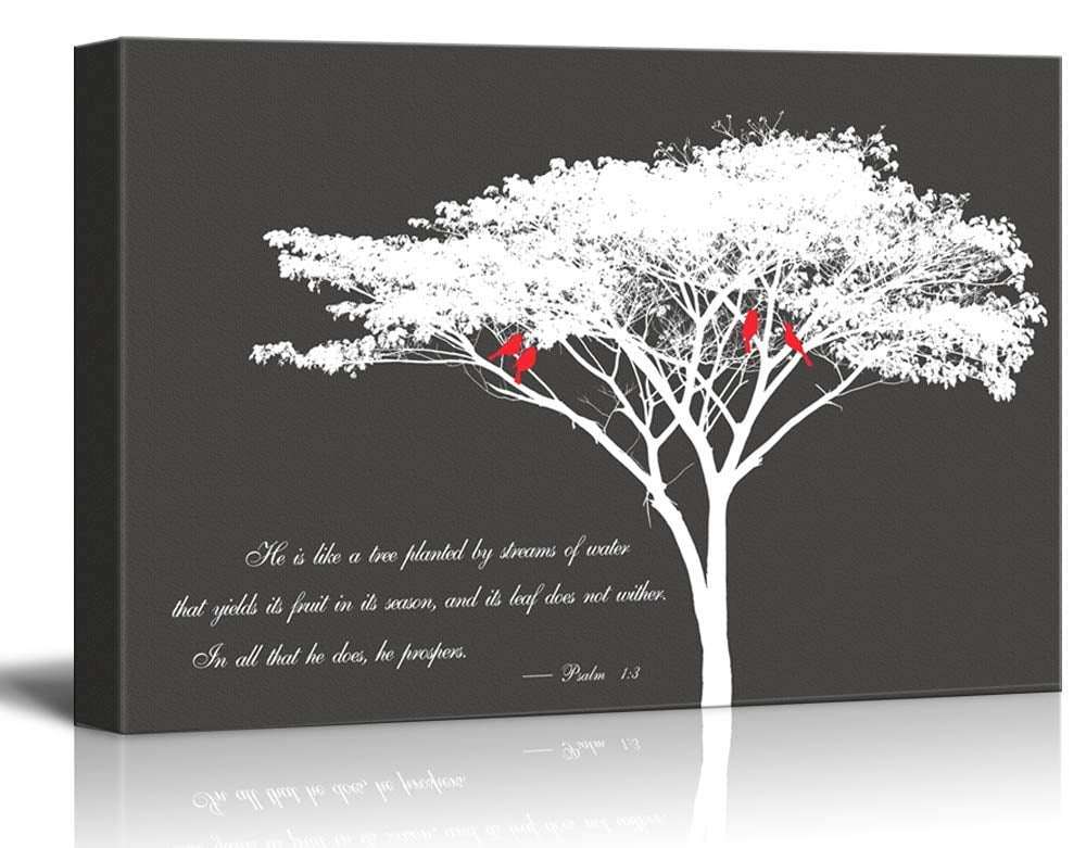 Wall26 Canvas Wall Art - Abstract Tree and Birds on its Branches with ...