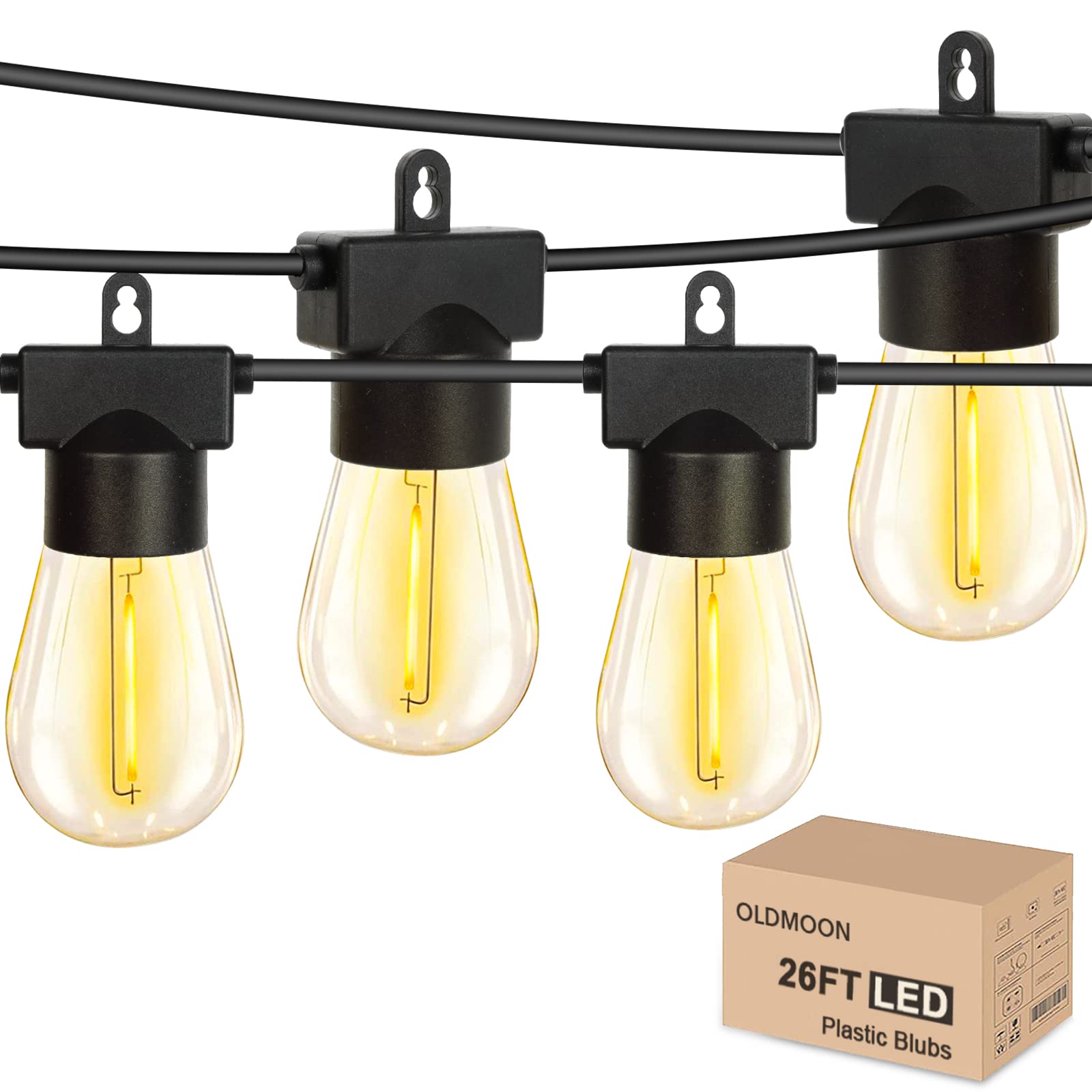 Outdoor String Lights LED - 26 feet Waterproof Patio Light String ...