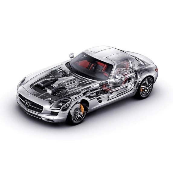 Mercedes Benz Sls Cutaway Poster 24x36 Art Poster 24x36 Multi-Color ...