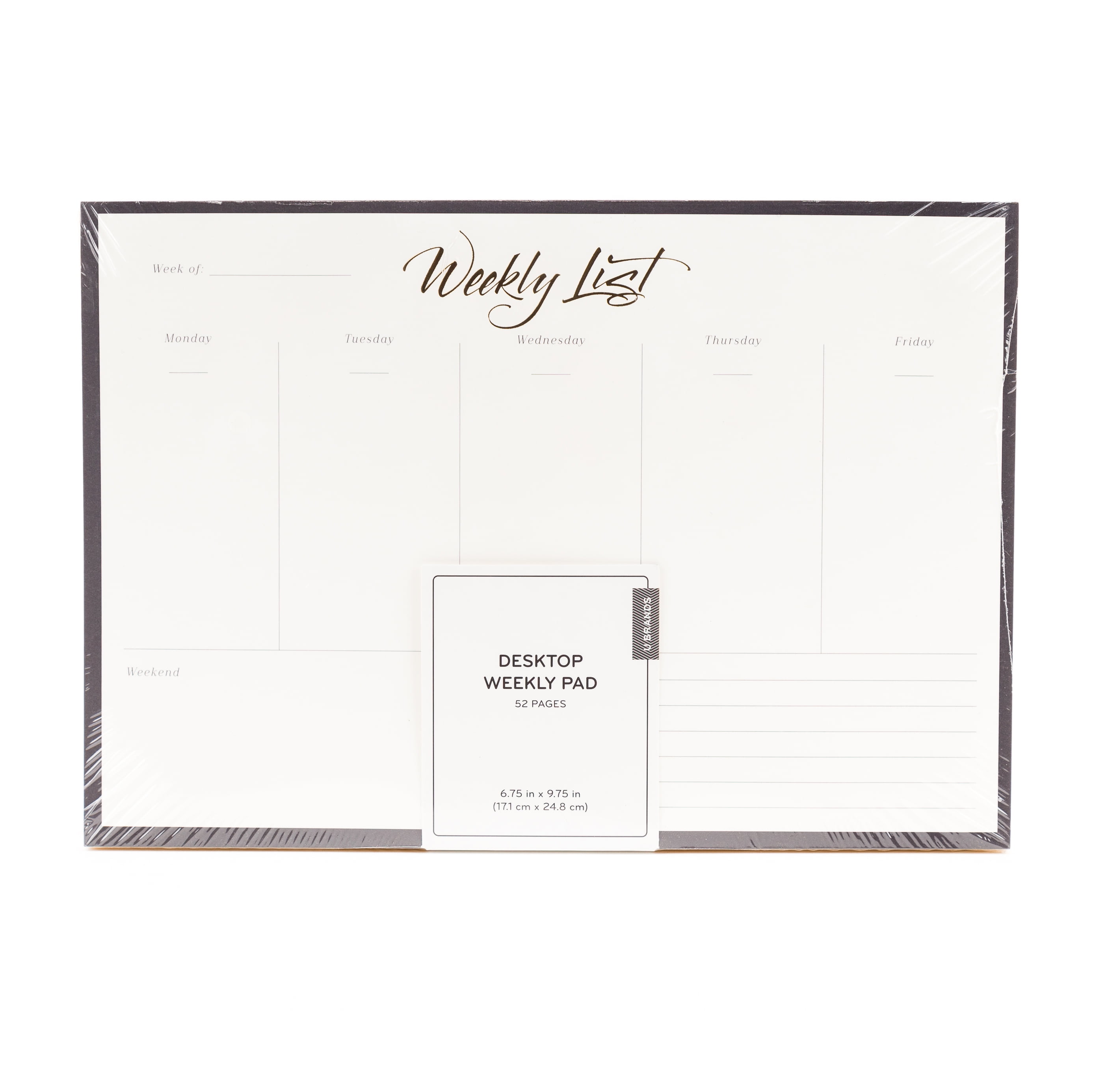 U Brands Desktop Weekly Planning Notepad, Black, White & Gold, 263U ...
